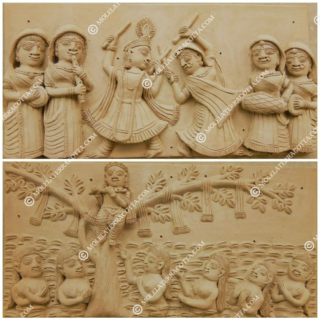 Adorable Krishna Leela Molela Clay Art Work Plaques [2020]