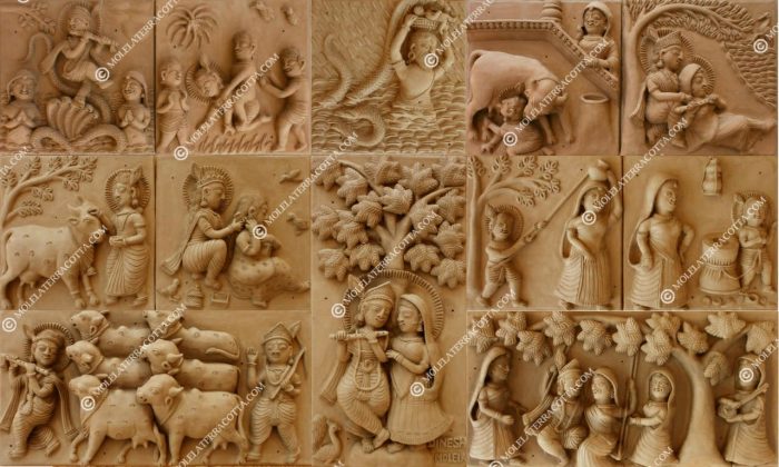 Adorable Krishna Leela Molela Clay Art Work Plaques [2020]